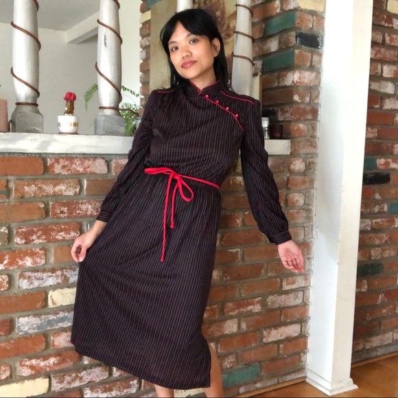 Vintage | Dresses | Vintage 97s Jerri Gee Working Girl Stripe Buttoned ...